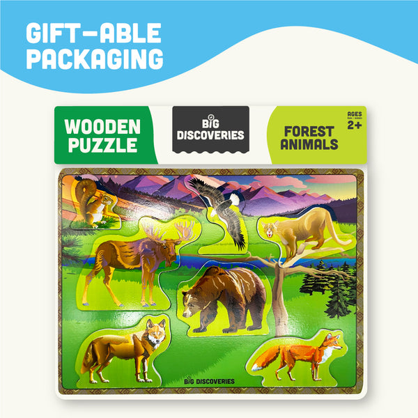 Big Discoveries Wooden Puzzle - Forest Animals Puzzle for Toddlers