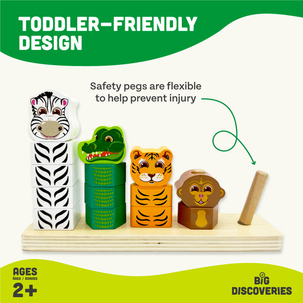 Big Discoveries Wild Stacker - Animal Block Stacking Puzzle - Ages 2+