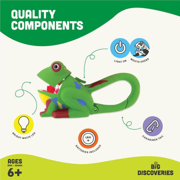 Big Discoveries Frog LifeLight - Fun Mini Animal Carabiner Flashlight
