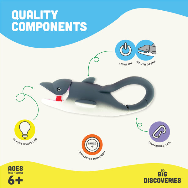Big Discoveries Dolphin LifeLight - Fun Mini Carabiner Flashlight
