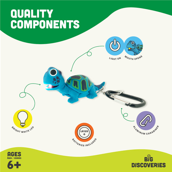 Turtle WildLight - Fun Mini Animal Carabiner Flashlight