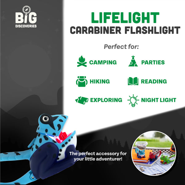 Big Discoveries Frog LifeLight - Fun Mini Animal Carabiner Flashlight
